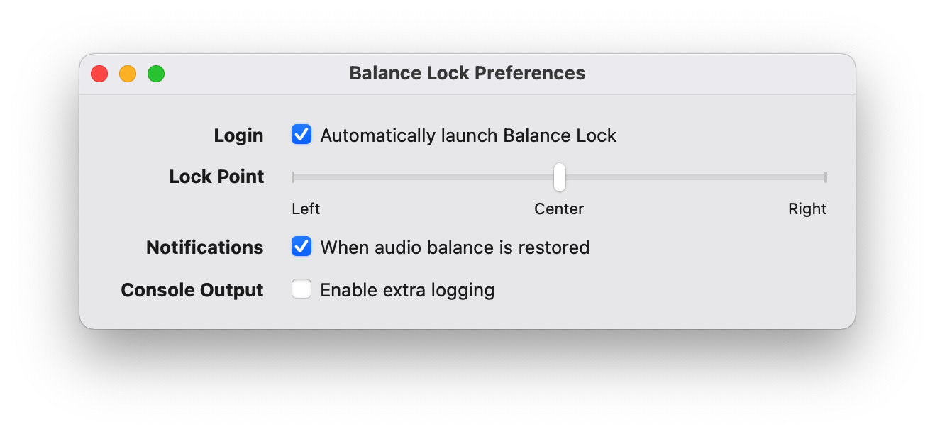 Balance Lock - Fixes audio balance bug in macOS