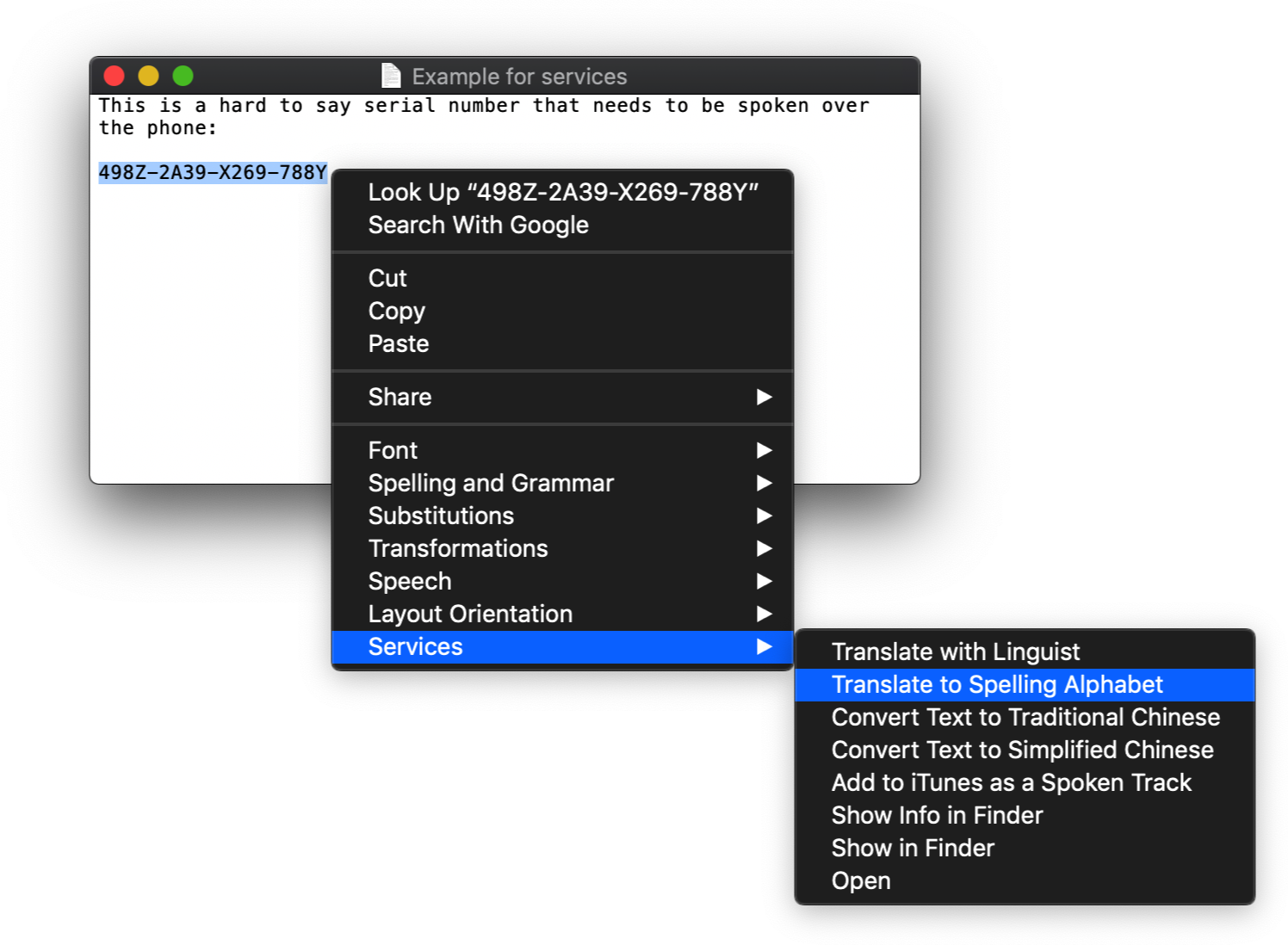 Spelling Alphabet - Translate easily misheard letters