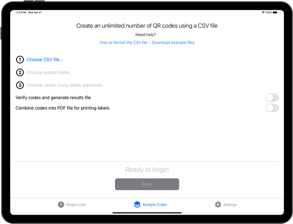 CSV File Format for QR Factory